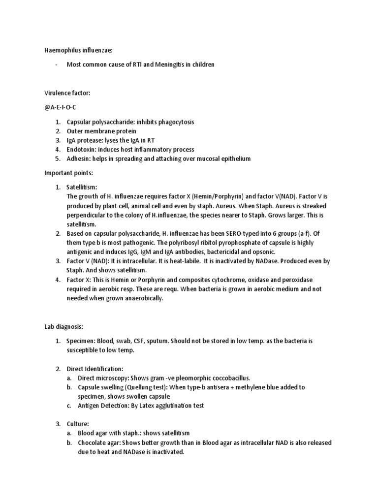 Virulence Factors and Laboratory Diagnosis of Haemophilus influenzae ...