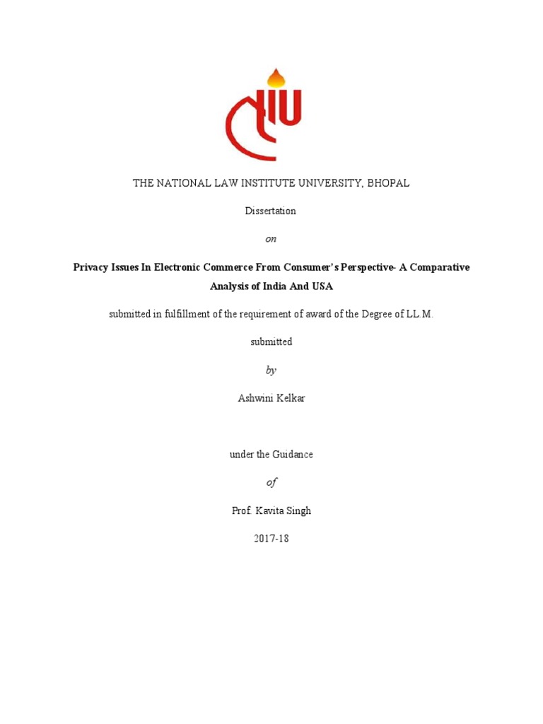 The National Law Institute University, Bhopal Dissertation | PDF ...