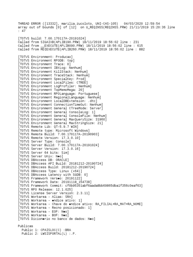Erro Totvs | PDF | Software Engineering | Information Science