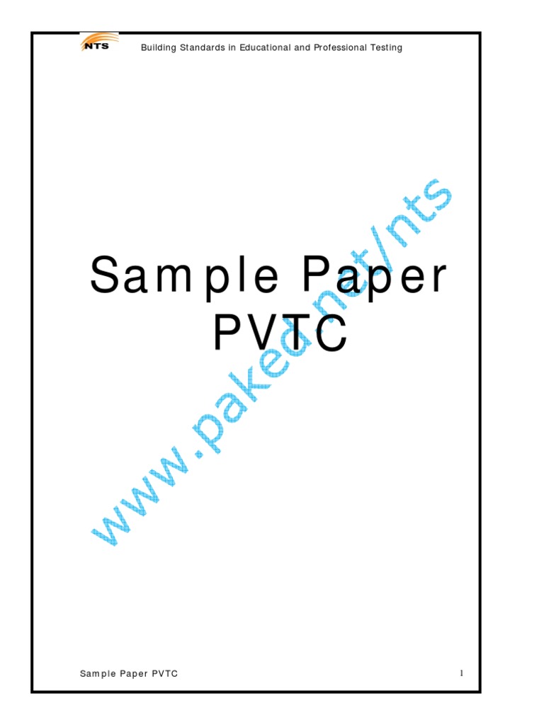 Sample Paper PVTC: Building Standards in Educational and Professional ...