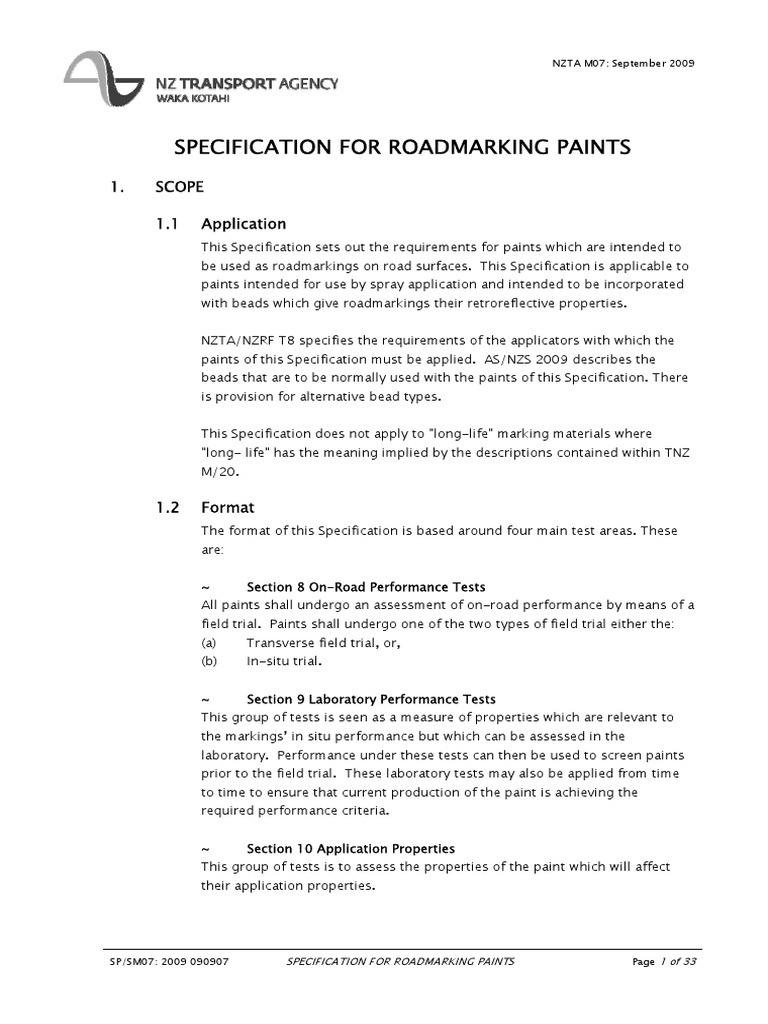 Roadmarking Paints Specs | Download Free PDF | Road | Paint