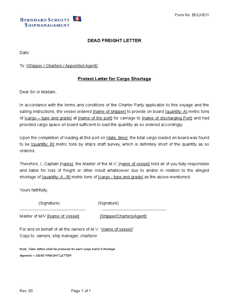 Dead Freight Letter: Form No: BULK/011 | PDF