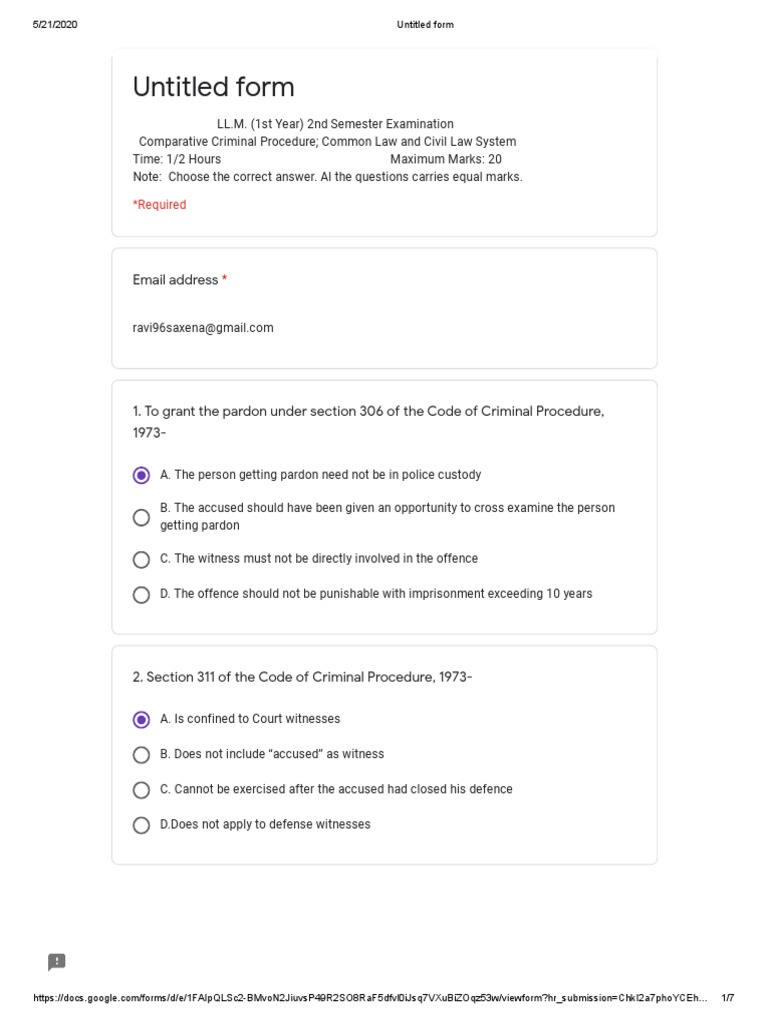 MCQs CRPC | PDF | Criminal Procedure In South Africa | Public Law