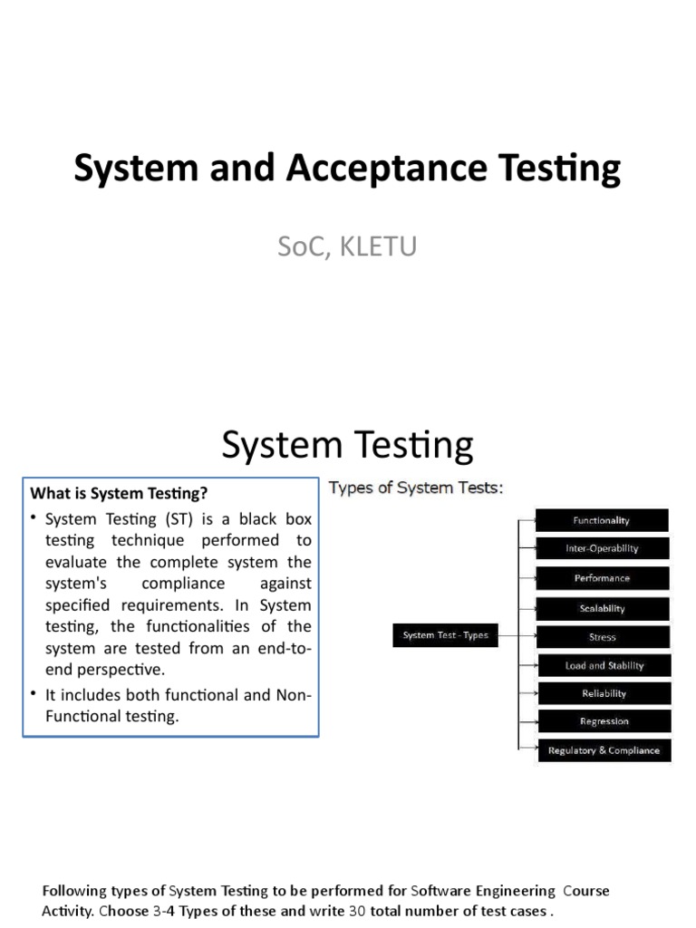 System and Acceptance Testing MP 2018-19 | PDF | Software Testing ...