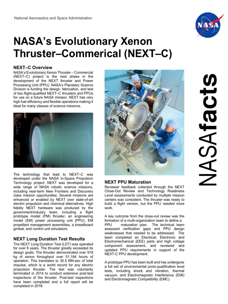 NASA's Evolutionary Xenon Thruster-Commerical (NEXT-C) | PDF | Rocket ...