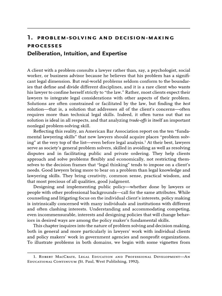 Problem-Solving and Decision-Making Processes: Deliberation, Intuition ...