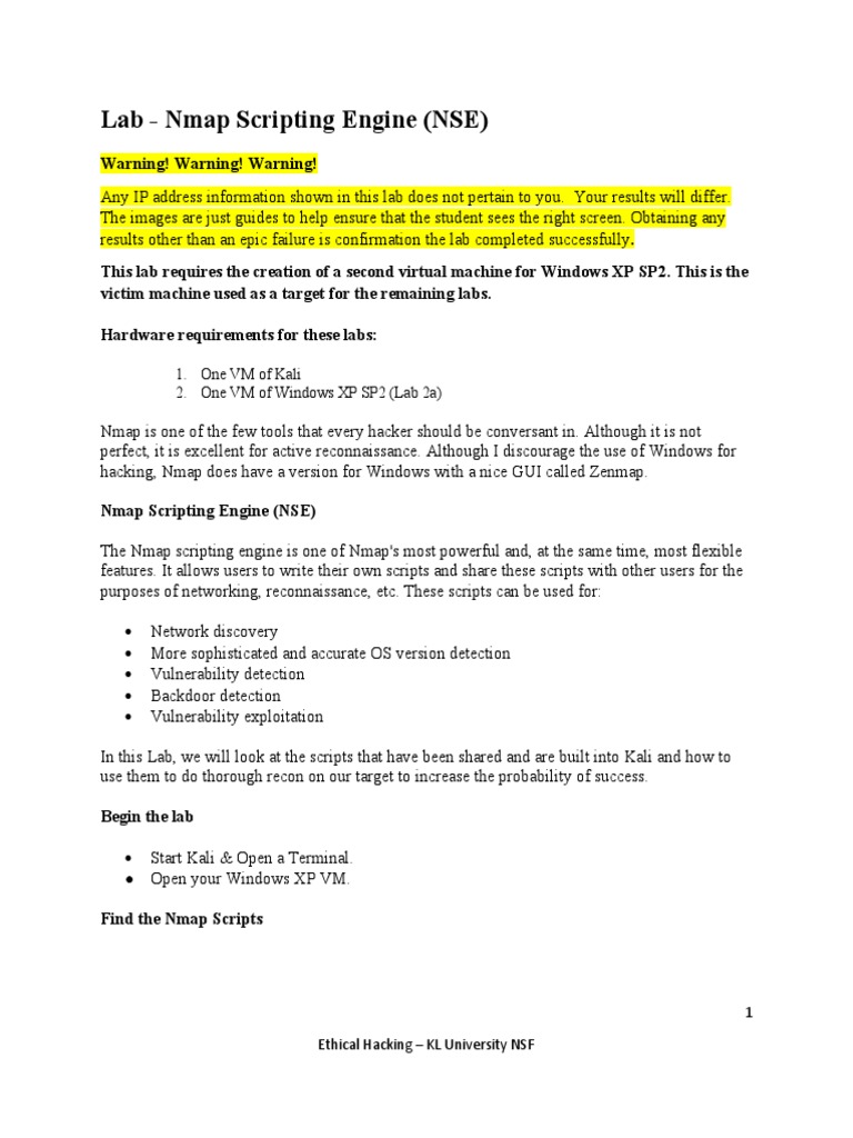 Lab 5 Using The Nmap Scripting Engine Nse And Metasploit To Exploit Windows Xp Download