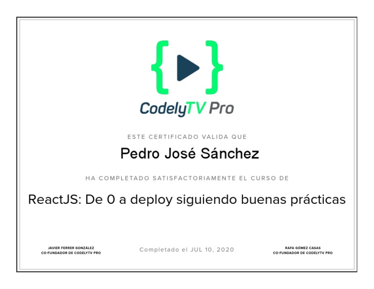 Certificado Curso ReactJS Completo | PDF | Ciencias sociales | Relaciones personales, crianza y ...