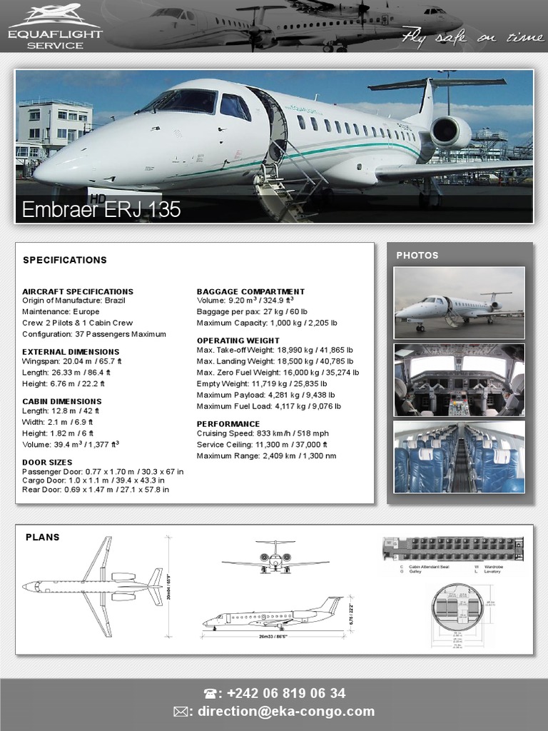Embraer ERJ 135 Aircraft Specifications | PDF