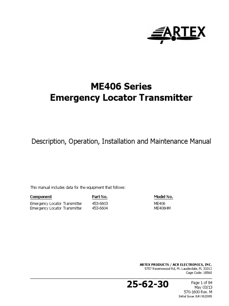 Manual Del Elt - Me406 | PDF | Electronics | Aviation