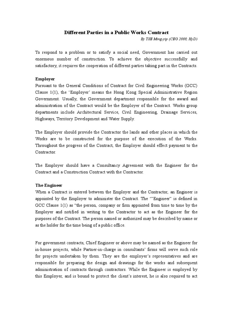 Different Parties in Contract Administration | PDF | General Contractor ...