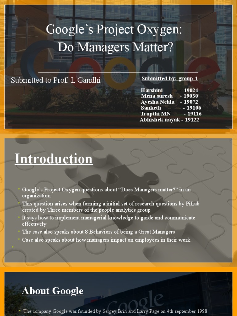 Google’s Project Oxygen Overview | PDF | Employee Retention ...