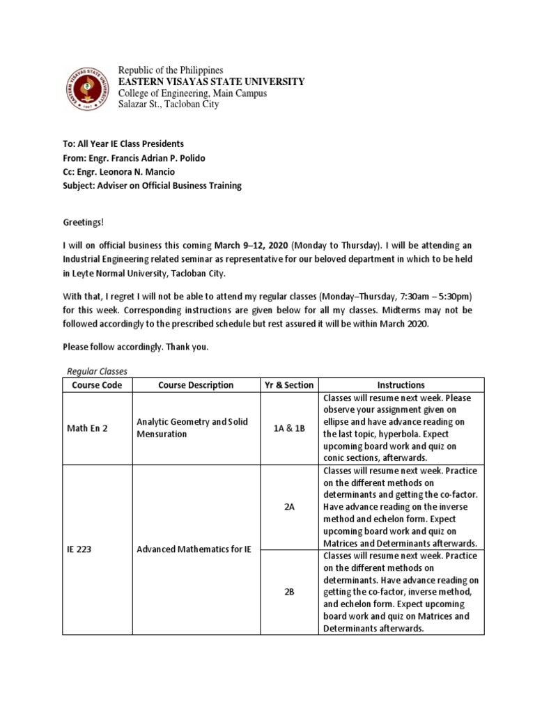 Official Business Training Notice | PDF | Teaching Mathematics