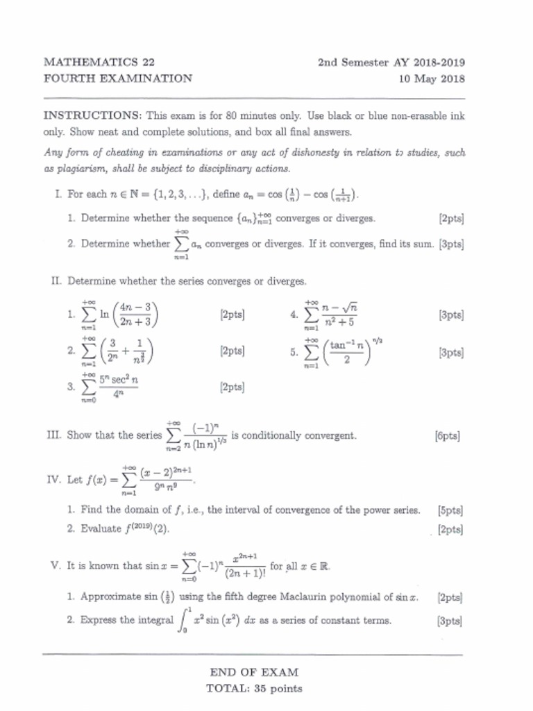 Math 22 LE 2 Samplex 1819S2, 1920S1 PDF | PDF