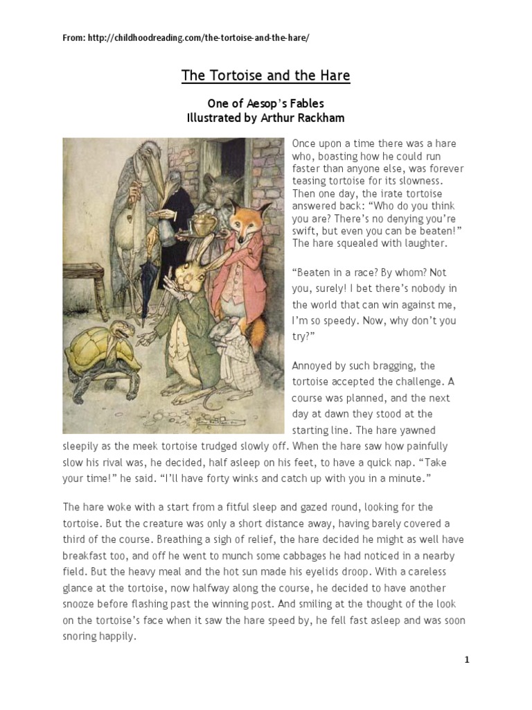 Tortoise and Hare: Aesop's Fable | PDF