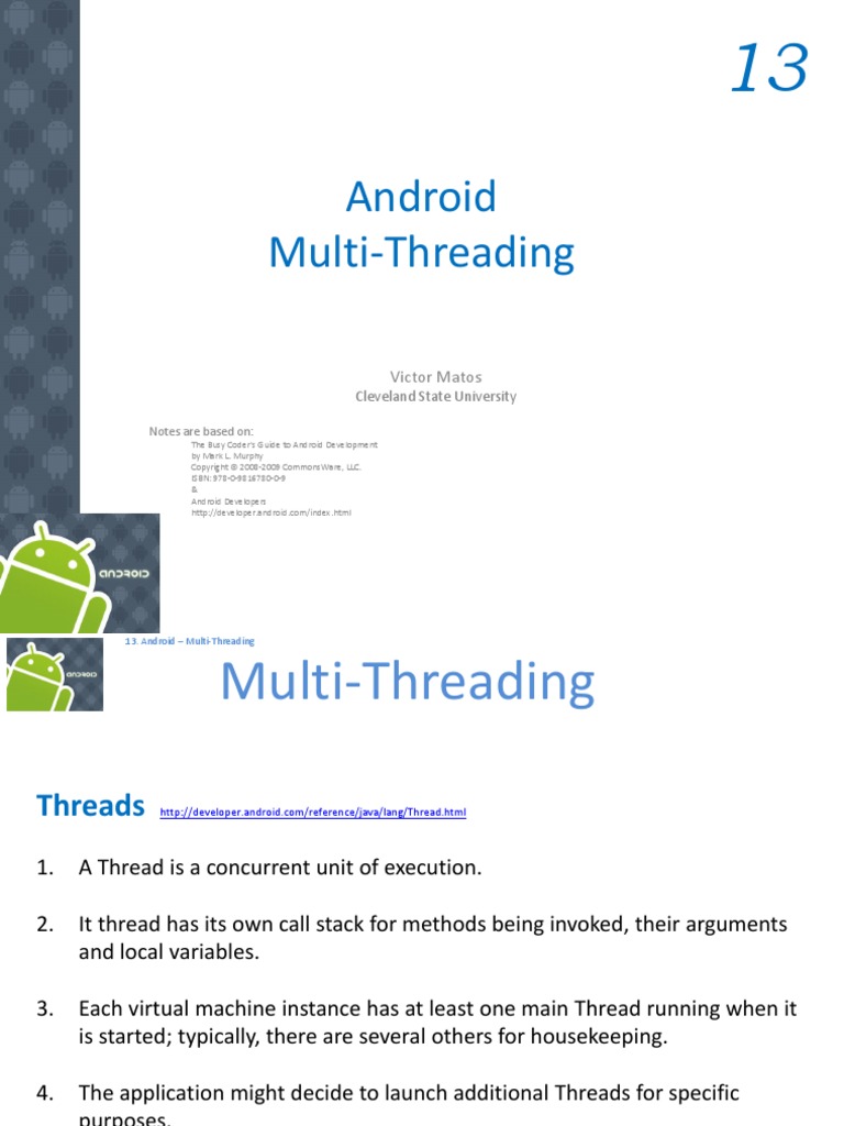 Android Chapter13 Multi Threading Pdf Thread Computing Message