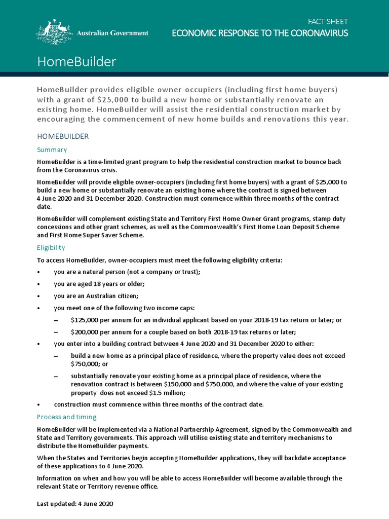 Fact Sheet HomeBuilder PDF | PDF | Mortgage Loan | Taxes