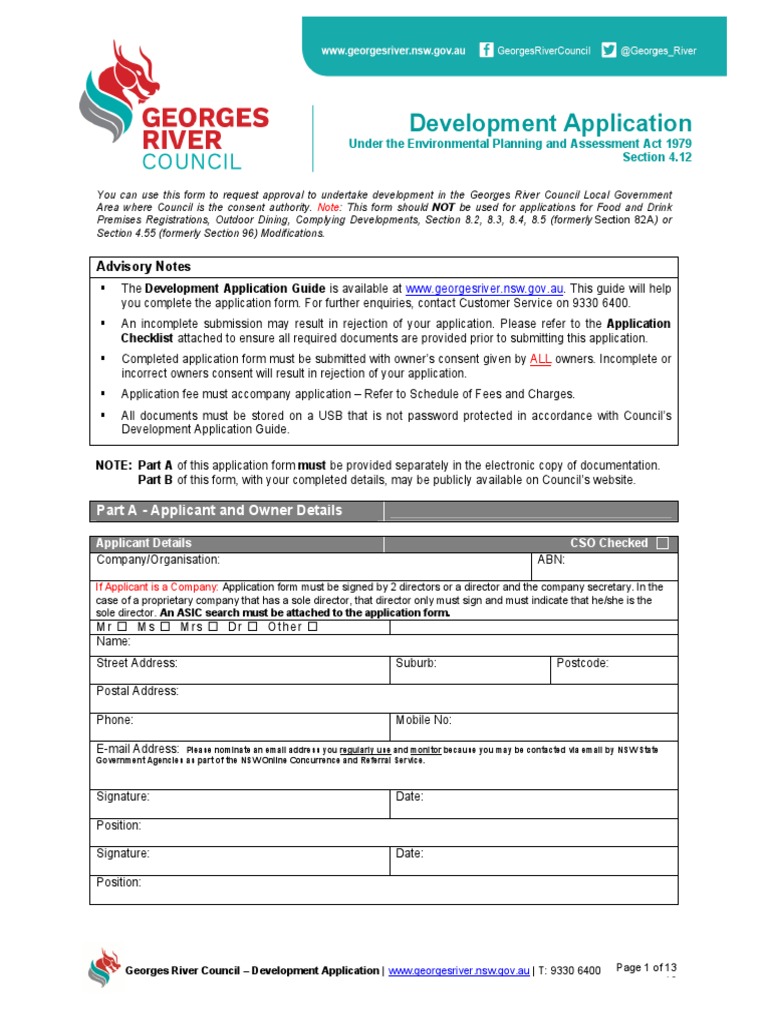 Development Application Form and Checklist Version 3 | PDF | Cheque ...