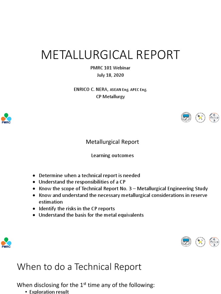 PMRC 101 Metallurgical Report July 18, 2020 PDF | PDF | Feasibility ...