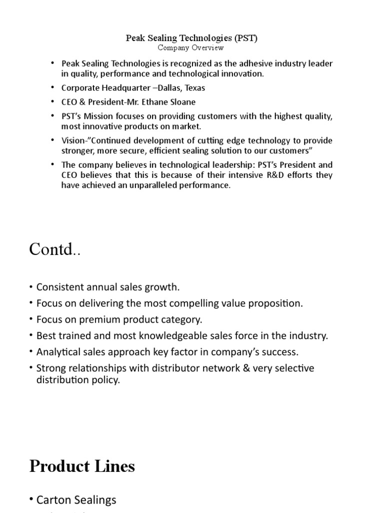 Peak Sealing Technologies (PST) : Company Overview | PDF | Adhesive ...