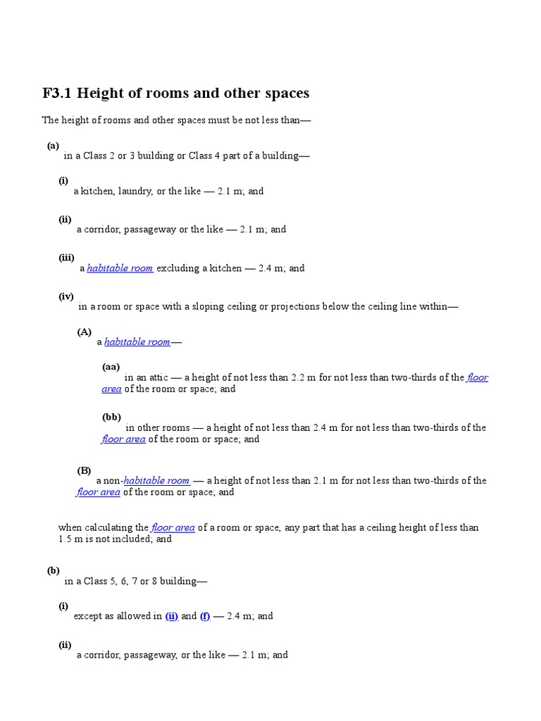 F3.1 Height of Rooms and Other Spaces: Habitable Room | PDF | Room | Home