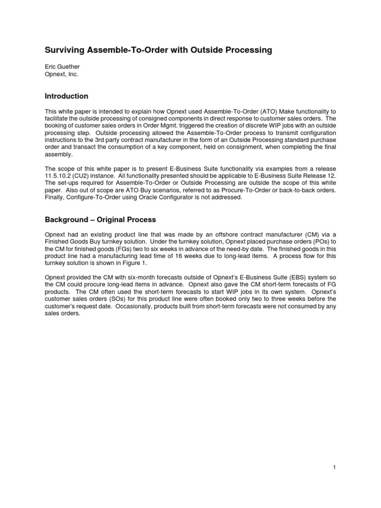 Assemble-To-Order With Outside Processing | PDF | Point Of Sale | Receipt