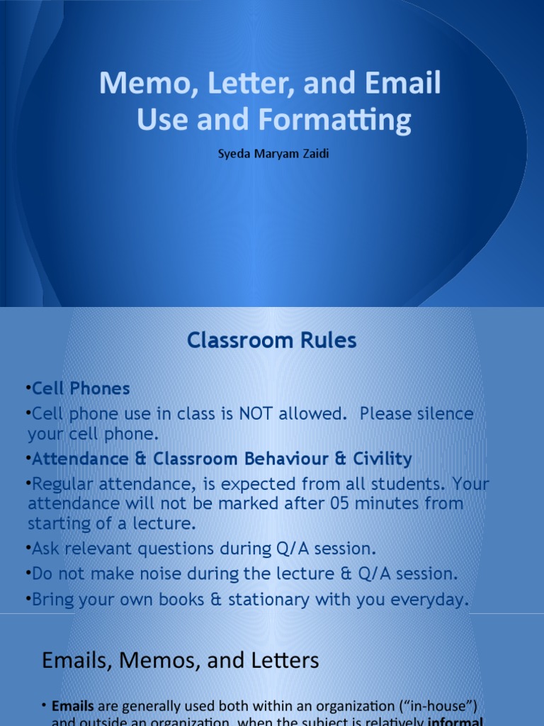 Memo, Letter, and Email Formatting | PDF | Communication