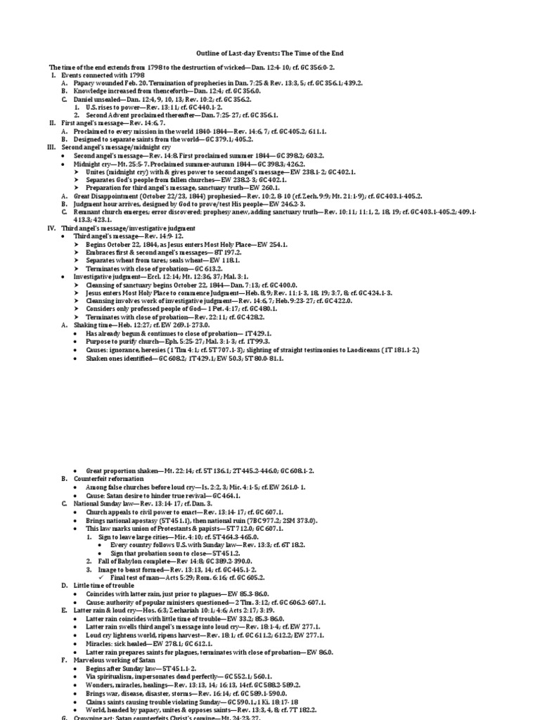 Outline of Last Day Events Outline & Chart | PDF | Second Coming | Lamb ...