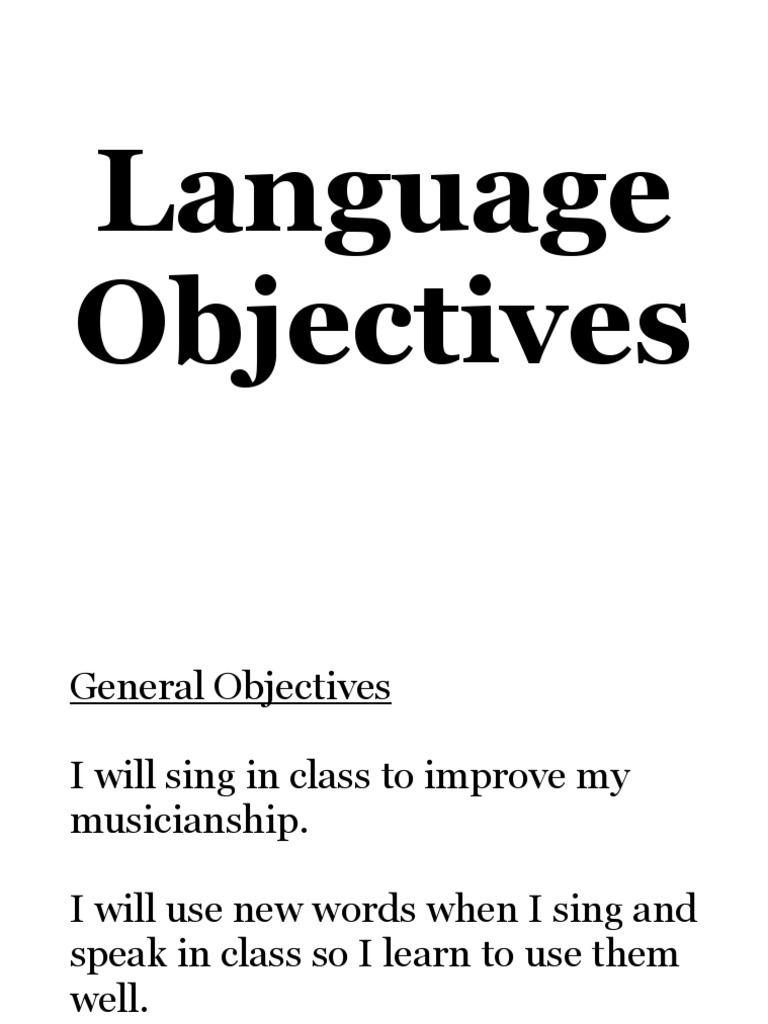 Language Objectives | PDF