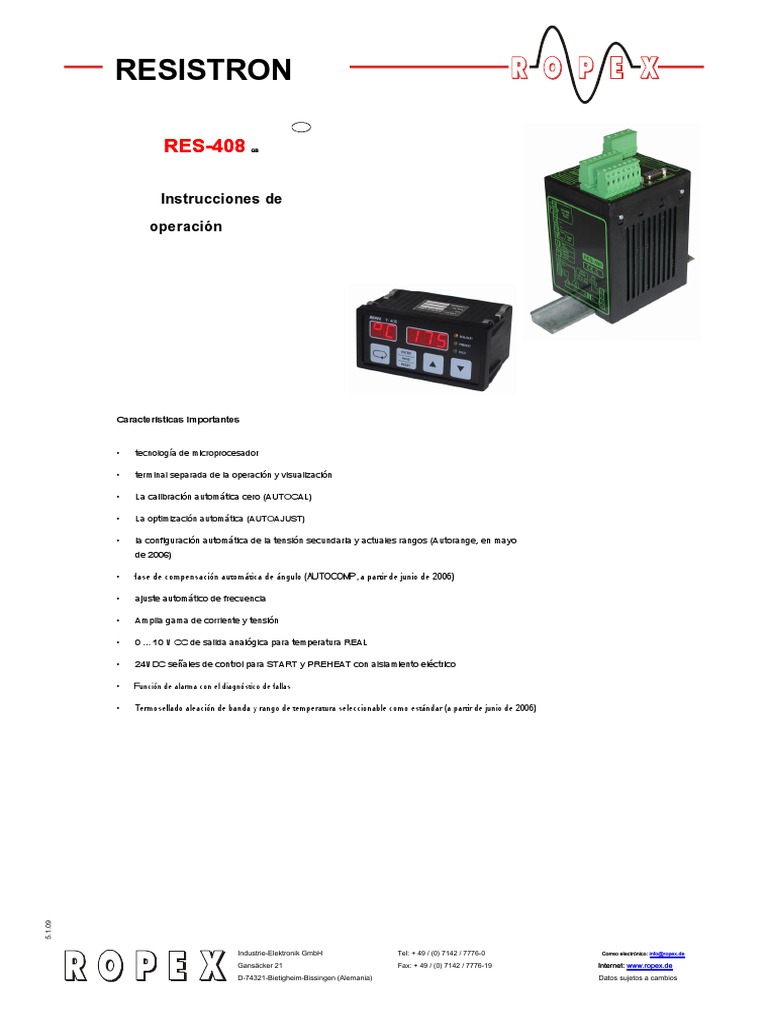 MANUAL DEL CONTROL DE AJUSTE DE TEMPERATURA ROPEX-RES-408 - E.en - Es ...