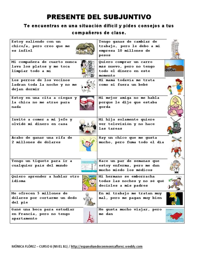 n6c14 Tarjetas Consejos Subjuntivo | PDF