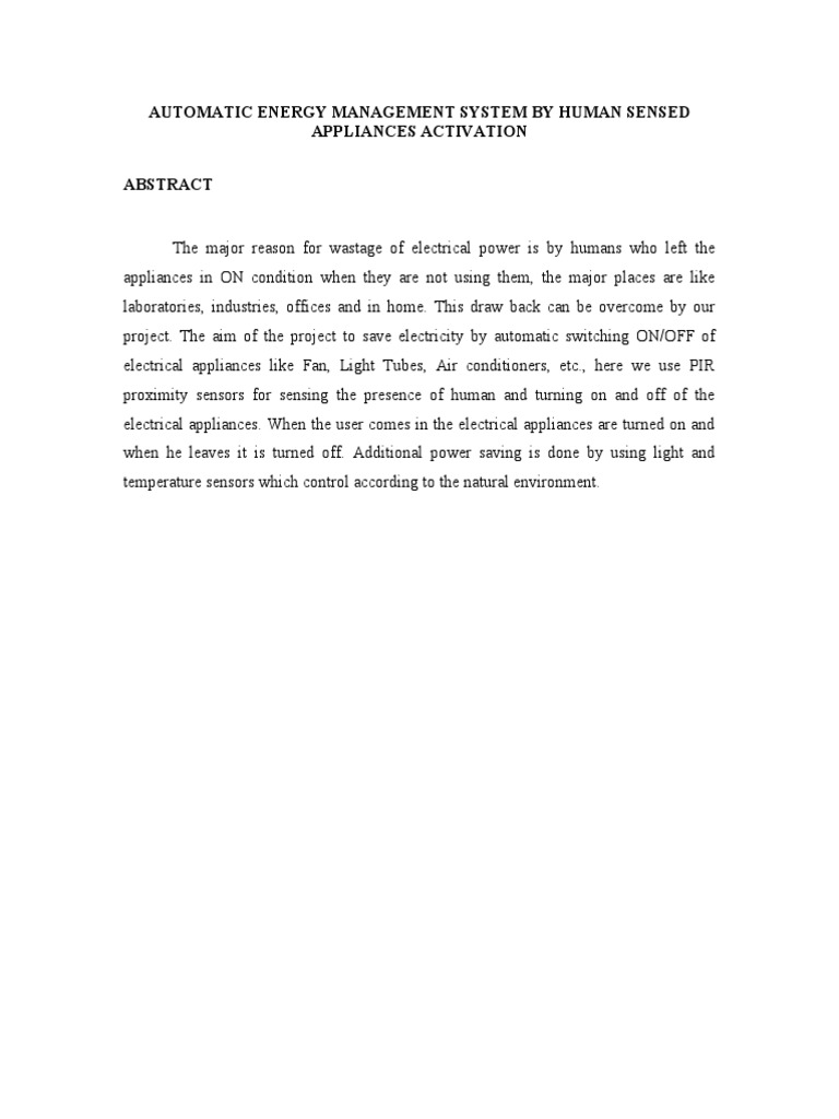 Automatic Energy Management System | PDF