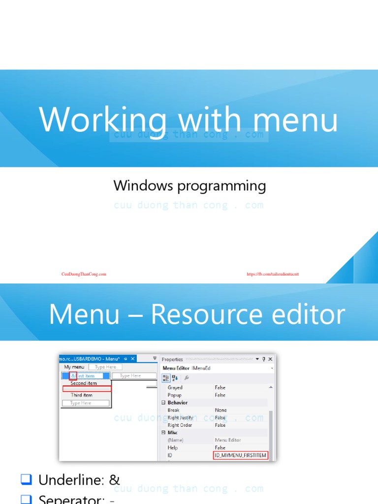 Lap-Trinh-Windows - Tran-Duy-Quang - 10-Menu - (Cuuduongthancong - Com) | PDF