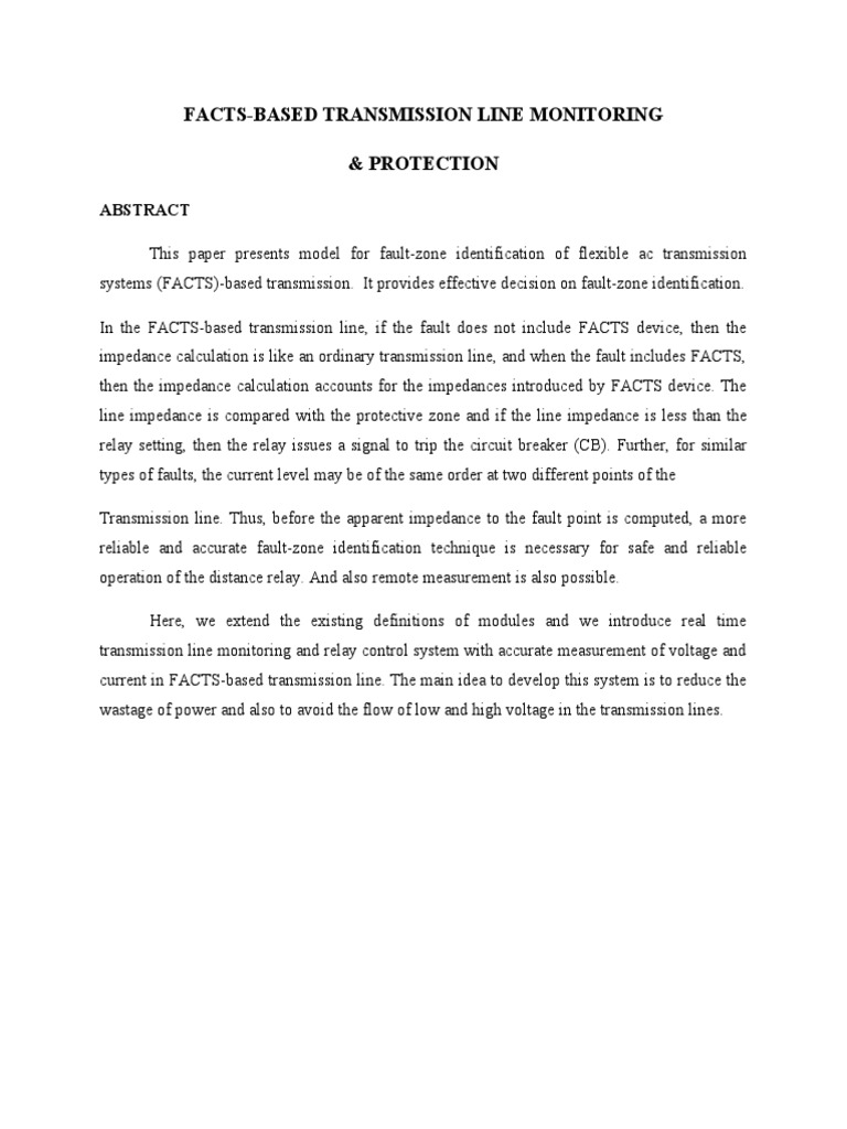 FACTS-Based Transmission Line Protection | PDF