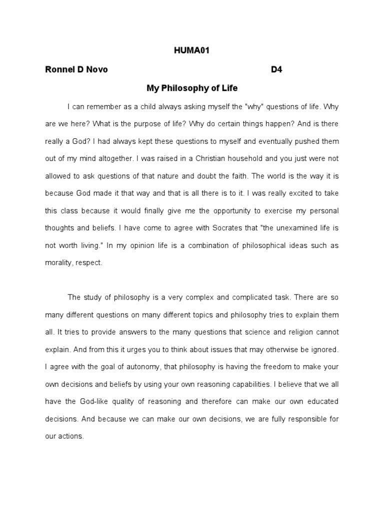 My Personal Philosophy of Life | PDF | Self-Improvement | Lifestyle