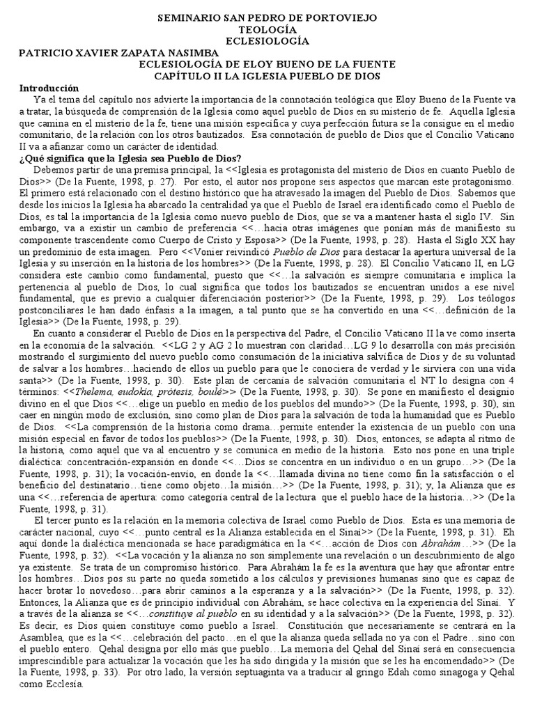 Resumen Capitulo 2 La Iglesia Pueblo de Dios | PDF | Iglesia Católica | Divinidad (disciplina ...