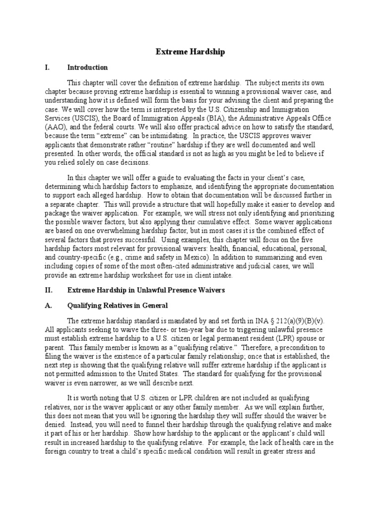 Extreme Hardship | PDF | Mental Disorder | Family