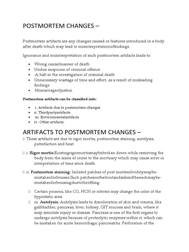 Postmortem Changes | PDF | Autopsy | Anatomy