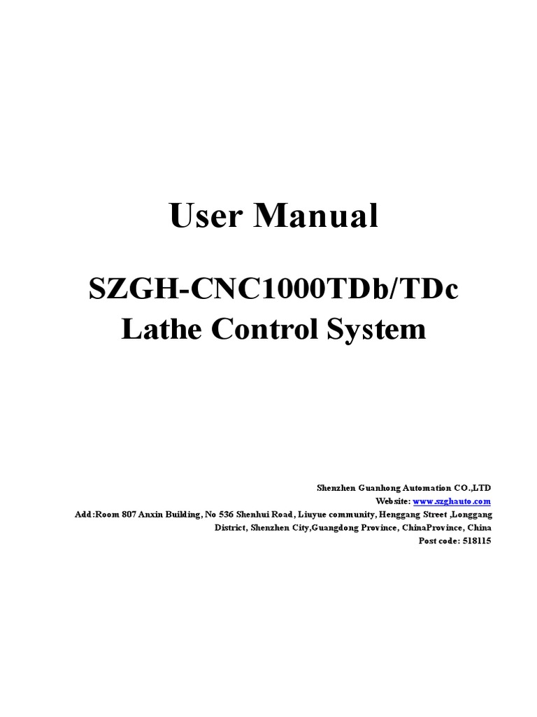 SZGH CNC 1000TDb | PDF | Numerical Control | Manufactured Goods