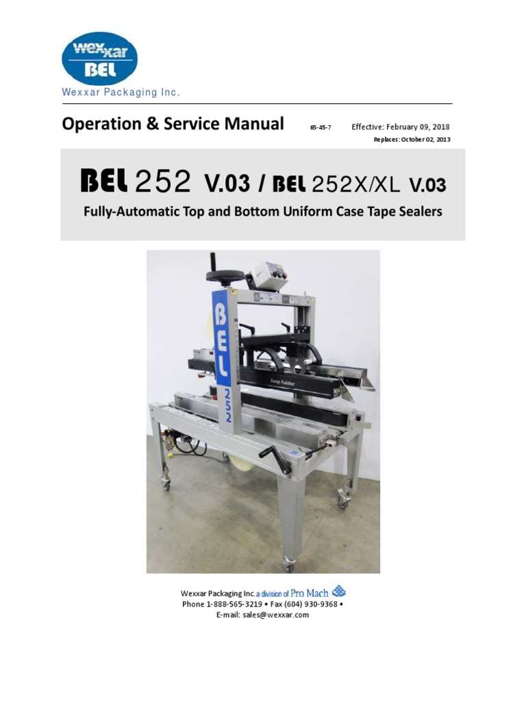 BEL 252 - 252X - XL V 'N' Operation and Service Manual - FEB 2018, 65 ...