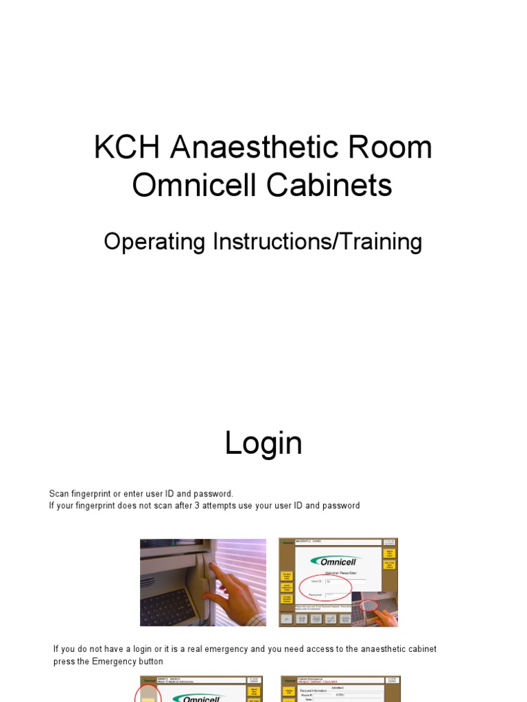 KCH Anaesthetic Room Omnicell Cabinets: Operating Instructions/Training ...
