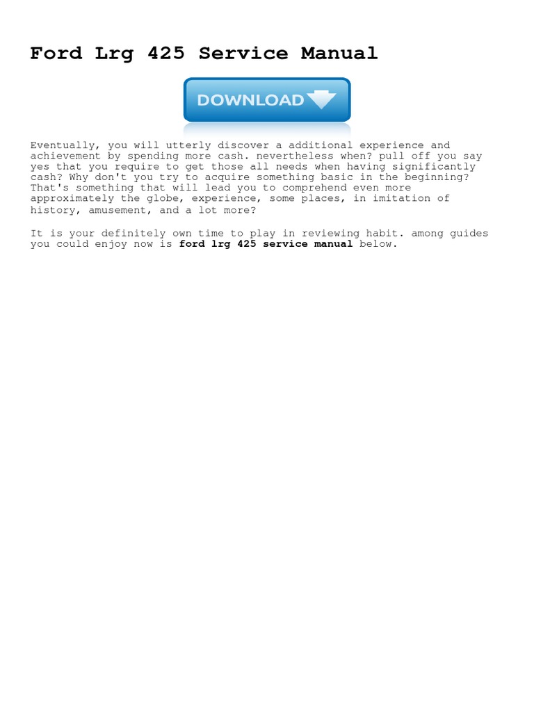 Ford LRG 425 Service Manual PDF | PDF