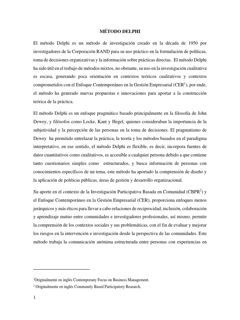 Método Delphi | PDF | Pragmatismo | Cuestionario