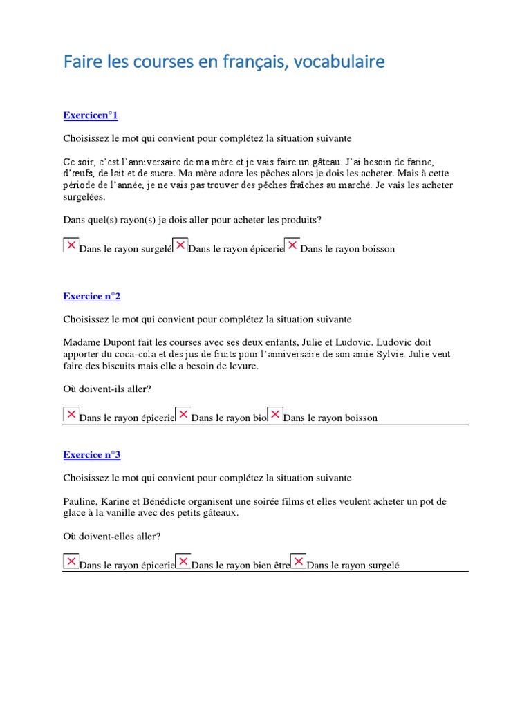 Faire Les Courses en Français PDF | PDF