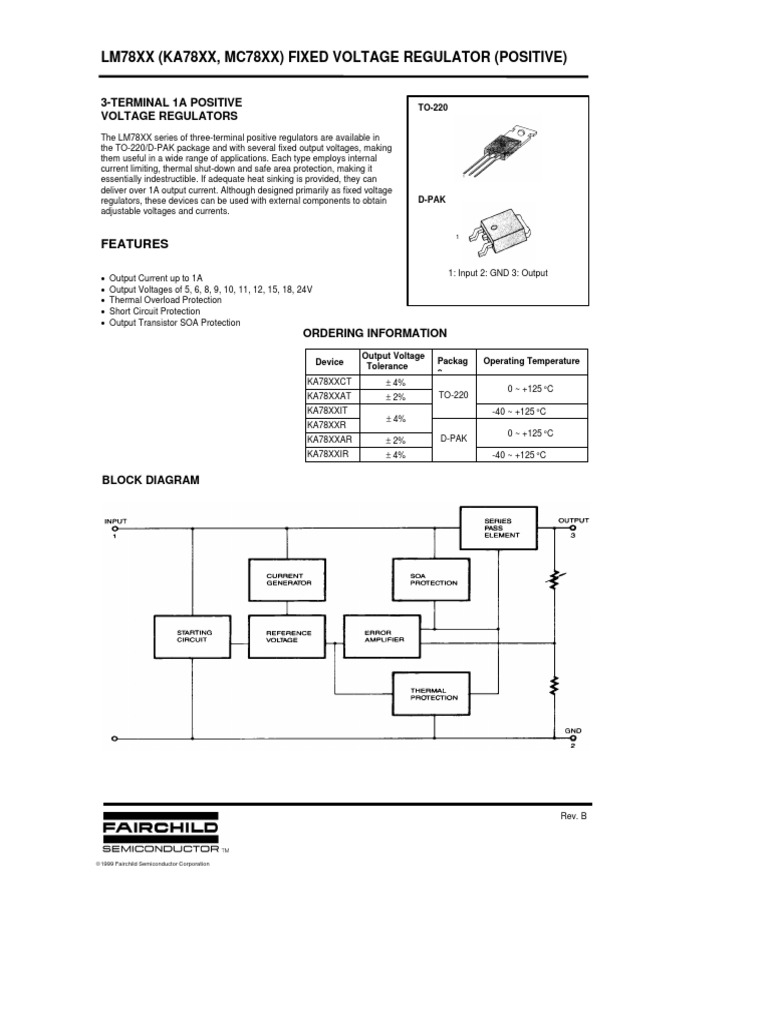 Lm78Xx (Ka78Xx, Mc78Xx) Fixed Voltage Regulator (Positive) : Features ...
