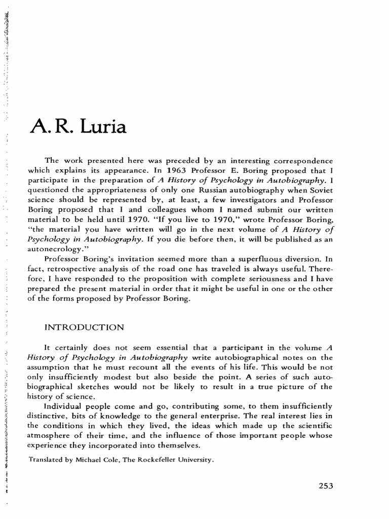 A R Luria PDF | PDF | Thought | Consciousness