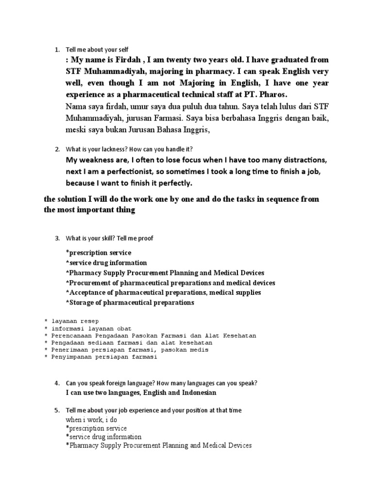 Interview | PDF | Pharmacy | Pharmacology