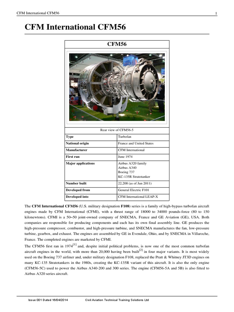 CFM International CFM56: Type National Origin Manufacturer First Run ...
