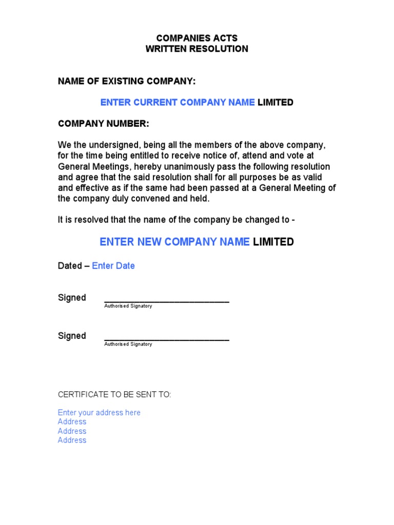 Name Change Resolution | PDF