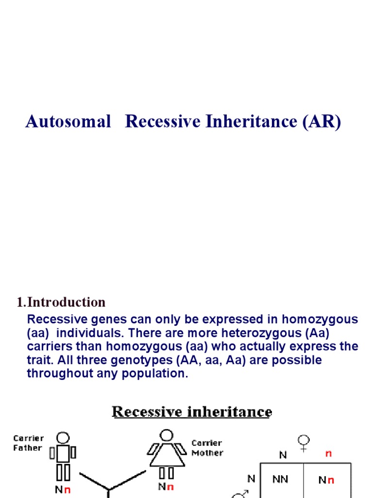 Autosomal Recessive Inheritance (AR) | PDF | Dominance (Genetics ...